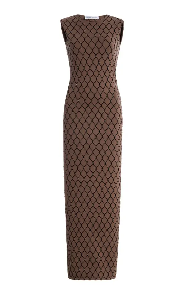 Marie Adam-Leenaerdt Resille Sequined Knit Maxi Dress - Brown