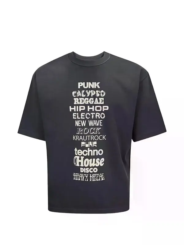 HTC LOS ANGELES Music-print Embellished T-shirt - Grey