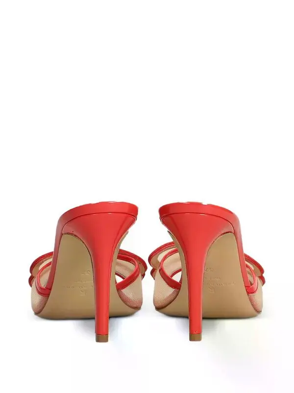 FABIO RUSCONI Patent Finish Mesh Mules With Bow Detailing