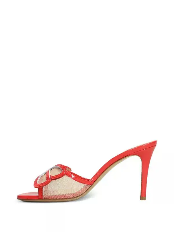 FABIO RUSCONI Patent Finish Mesh Mules With Bow Detailing