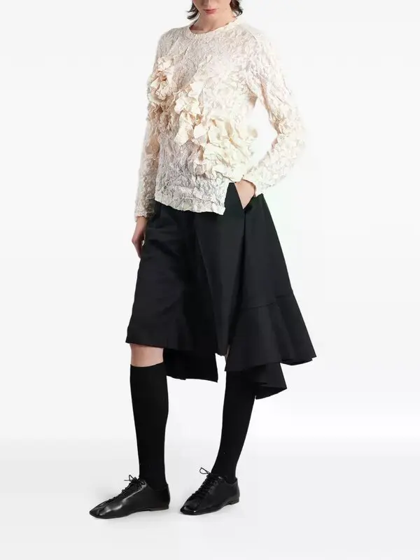 Comme Des Garçons Ruffled Floral-lace Sweater - Neutrals
