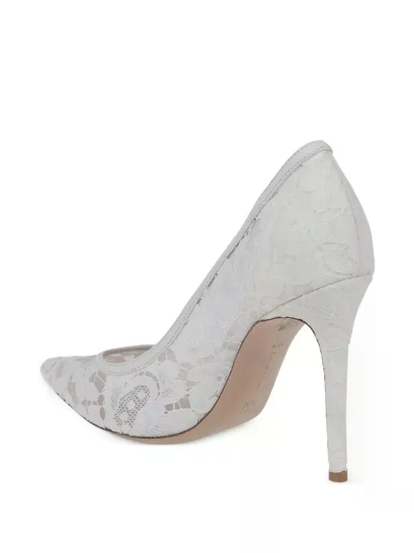 GIANVITO ROSSI Claudia Lace Pointed-toe Stiletto Pumps - White