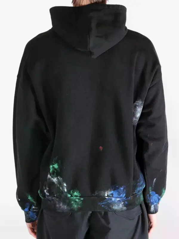 Balenciaga Paint-splatter Logo-embroidered Hoodie