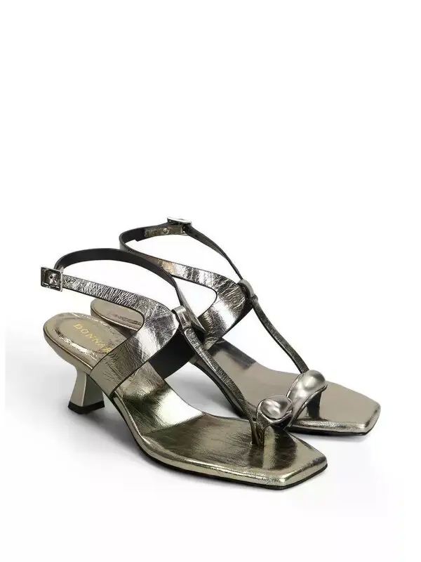 DONNARÌ Metallic Effect Pebble Detail Sandals