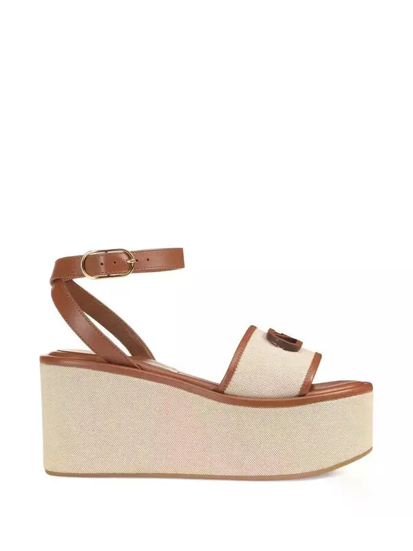 SERGIO ROSSI Surge Logo Platform Sandals - Brown