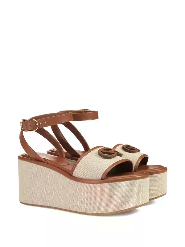 SERGIO ROSSI Surge Logo Platform Sandals - Brown