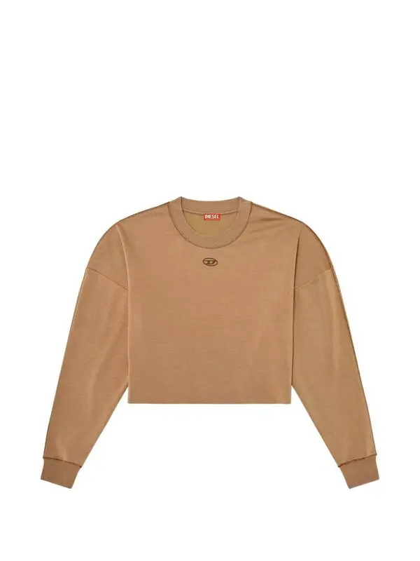 DIESEL® Cropped Sweatshirt With Logo Detail - Neutrals