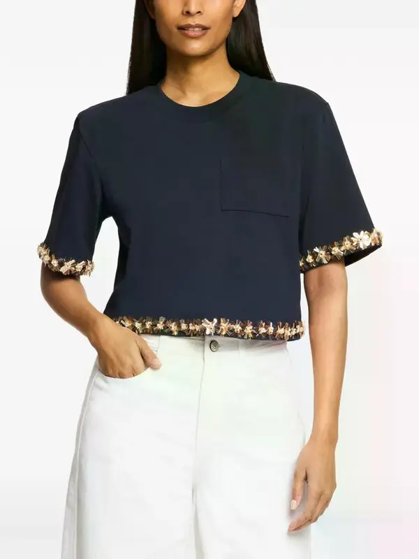 Cinq À Sept Embellished Crewneck T-shirt - Blue