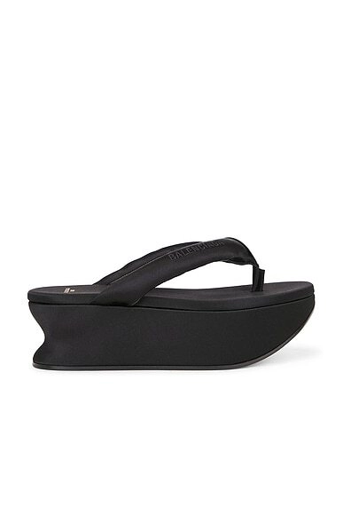 Balenciaga Gaeta Thong Wedge Sandal - Black