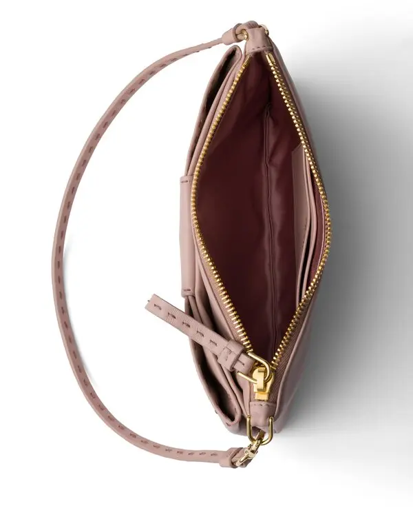 Prada Nappa Leather Zipper Pouch With Card Slots And Strap