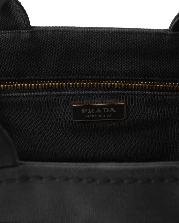 Prada Small Cotton Canvas Jardinière Bag - Black
