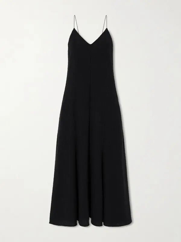 Khaite Iben' Tulle-trimmed Cotton-blend Midi Dress