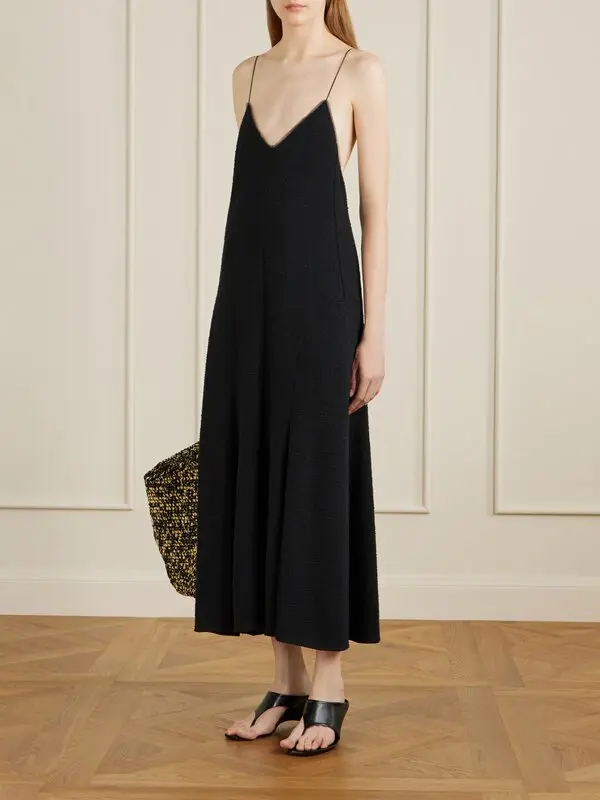 Khaite Iben' Tulle-trimmed Cotton-blend Midi Dress