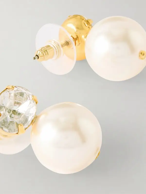 JENNIFER BEHR Gold-tone Crystal And Pearl Drop Earrings - Neutrals