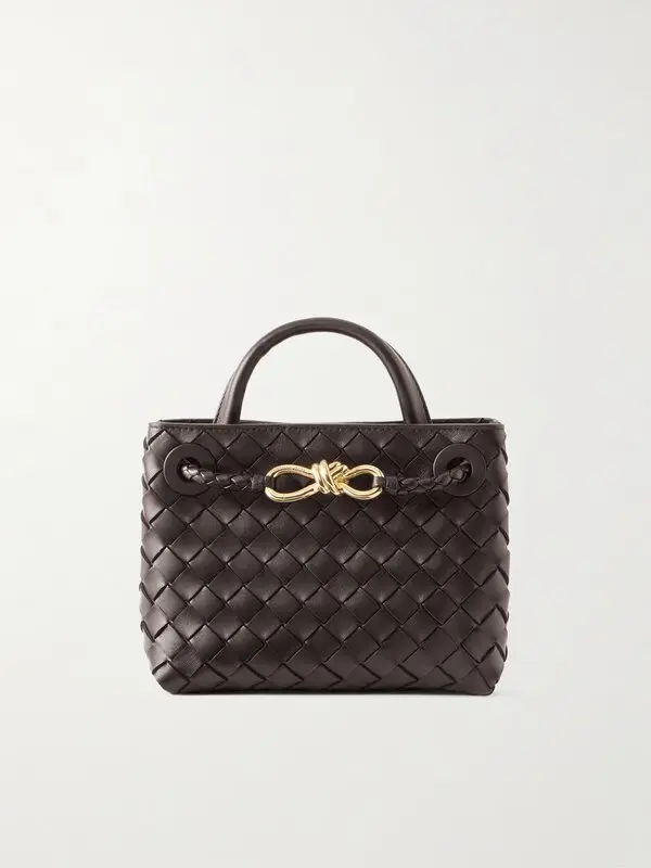 Bottega Veneta Mini Andiamo Intrecciato Leather Tote - Brown