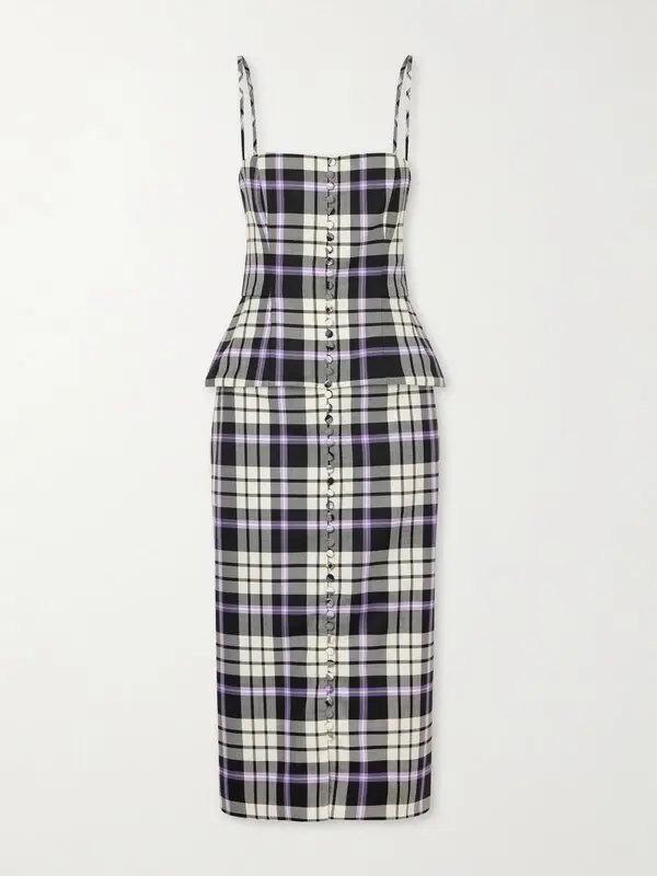 Carolina Herrera Checked Wool-blend Midi Dress - Multi