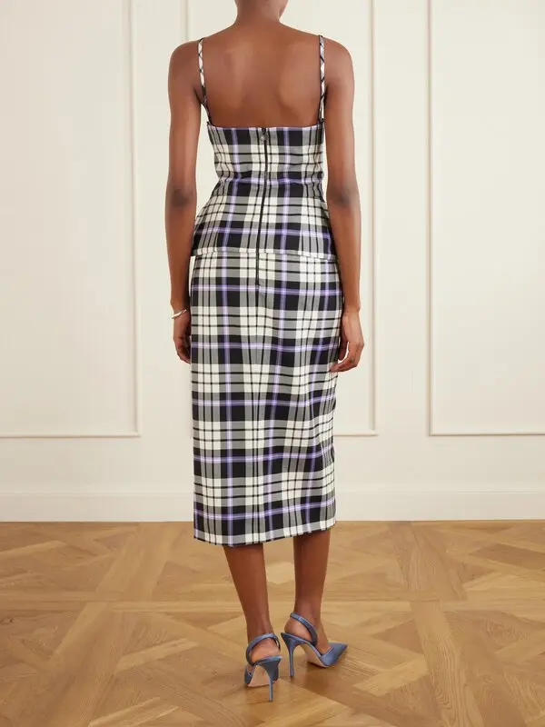 Carolina Herrera Checked Wool-blend Midi Dress - Multi