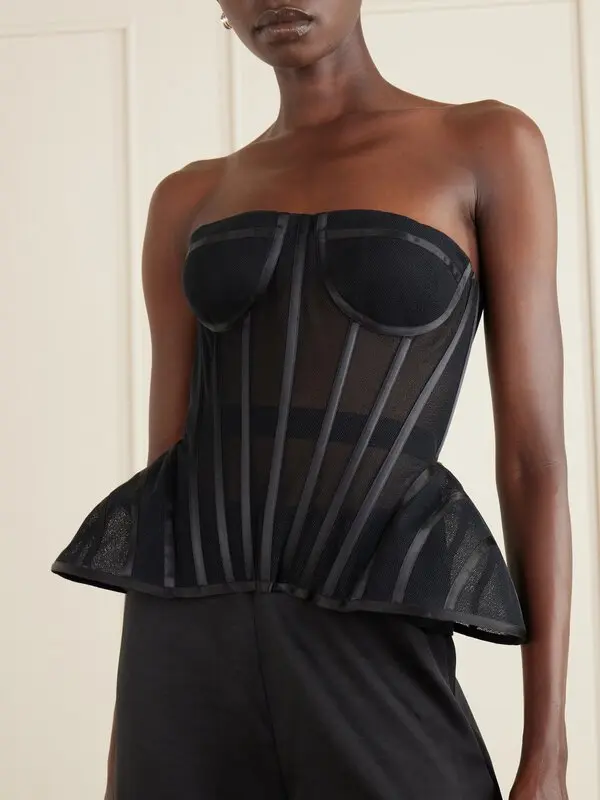 Carolina Herrera Strapless Tulle Bustier Top