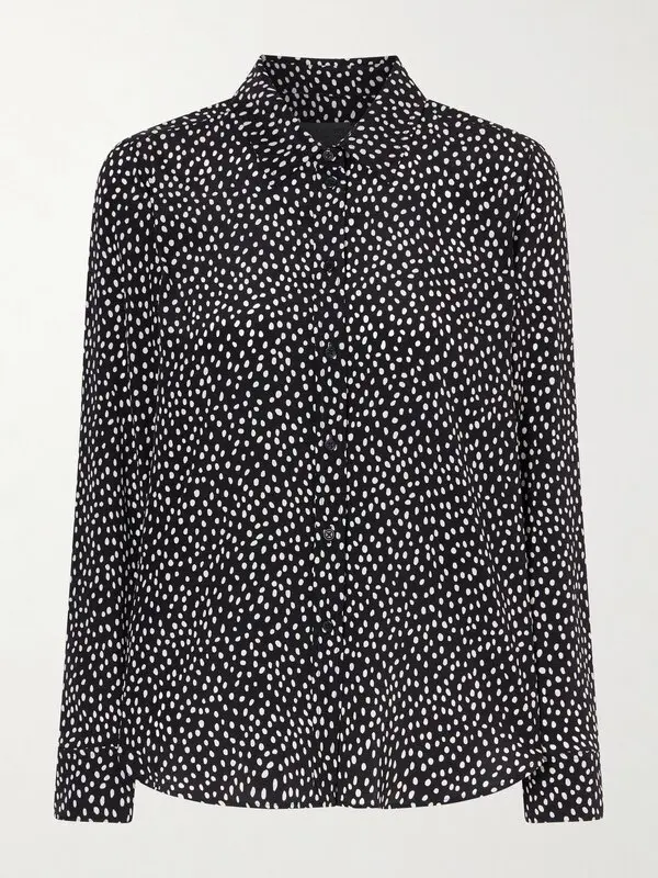 NILI LOTAN Gaia Silk Crepe De Chine Shirt - Black