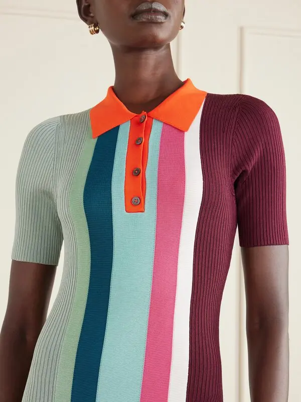 Christopher John Rogers Striped Crochet-knit Maxi Dress