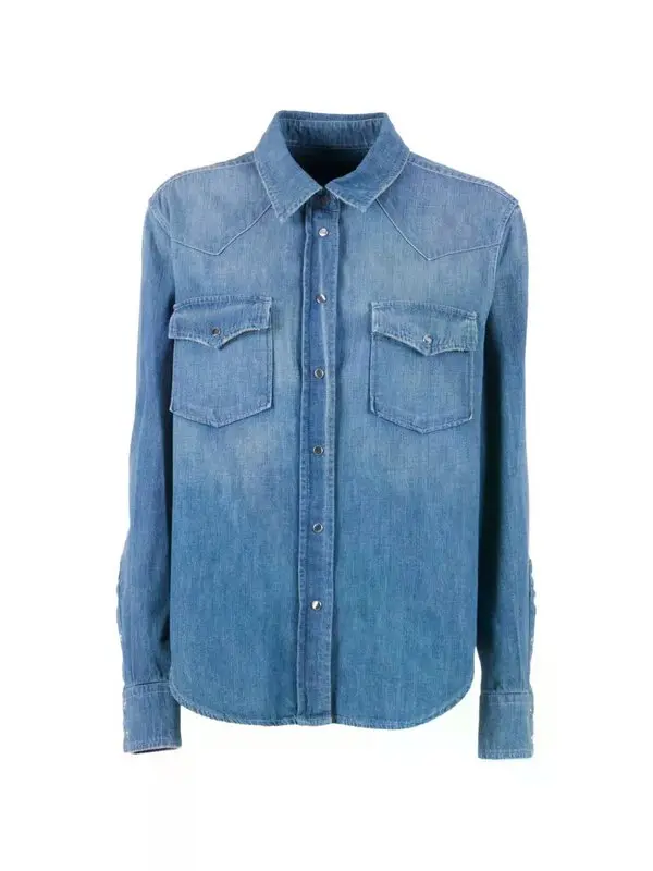 DONDUP Patch Pocket Western Shirt - Blue