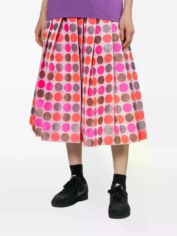 Comme Des Garçons Polka Dot Pleated Midi Skirt - Red