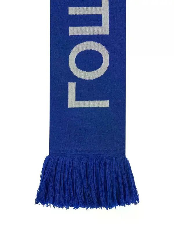 Gosha Rubchinskiy Logo-knit Fringed Scarf - Blue