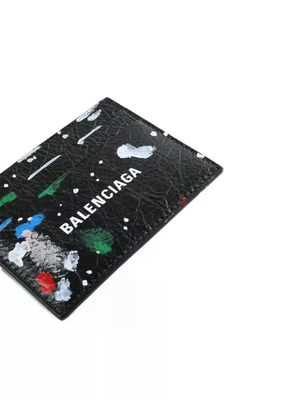 Balenciaga Paint-splatter Card Holder - Black