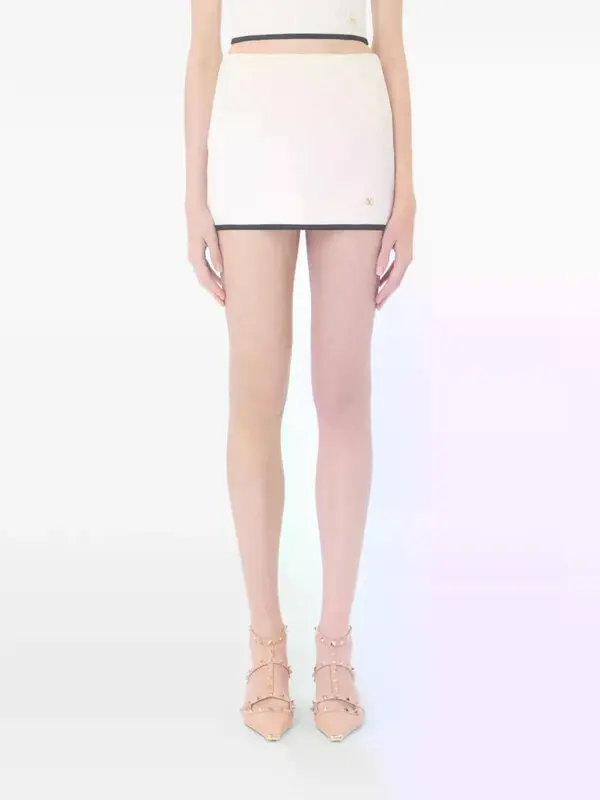Valentino Garavani Cotton Tweed Mini Skirt - White