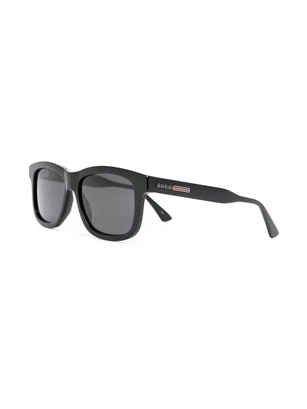 Gucci D-frame Sunglasses With Web Stripe Detail - Black