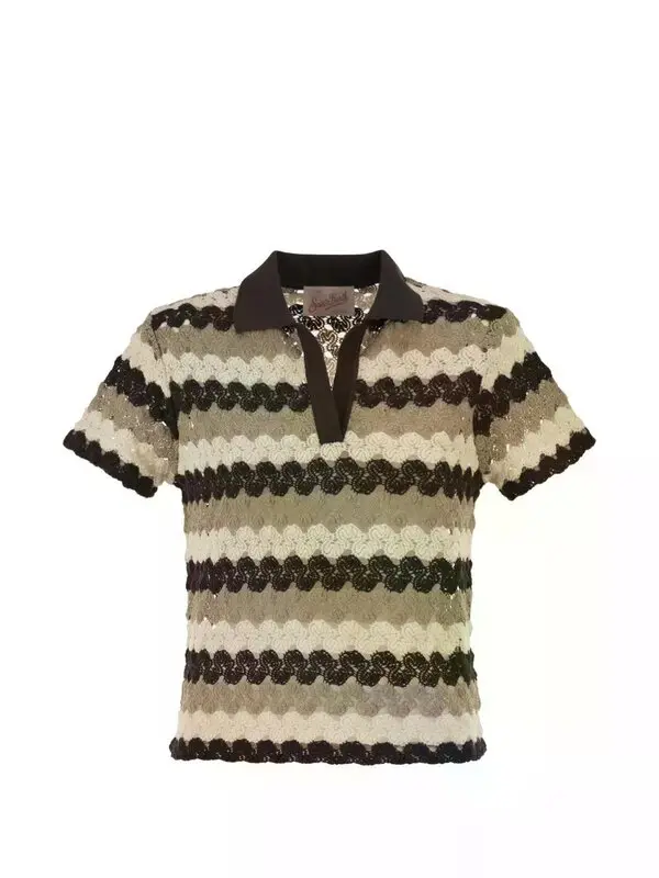 MC2 SAINT BARTH Striped Crochet Polo Shirt