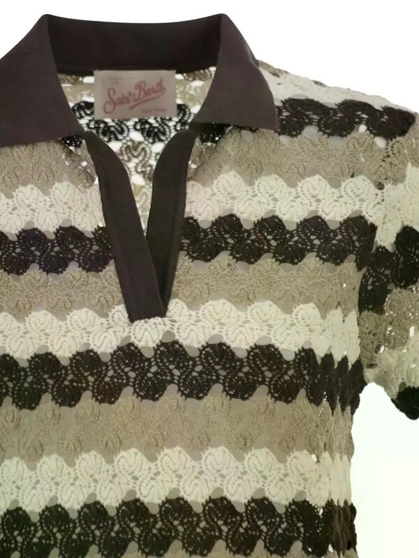 MC2 SAINT BARTH Striped Crochet Polo Shirt