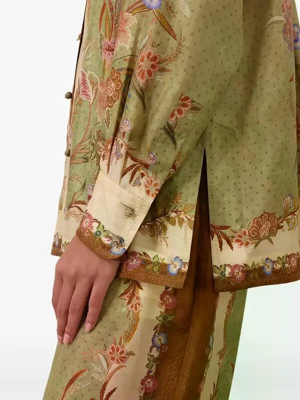 Zimmermann Indra Floral-print Silk Shirt - Green
