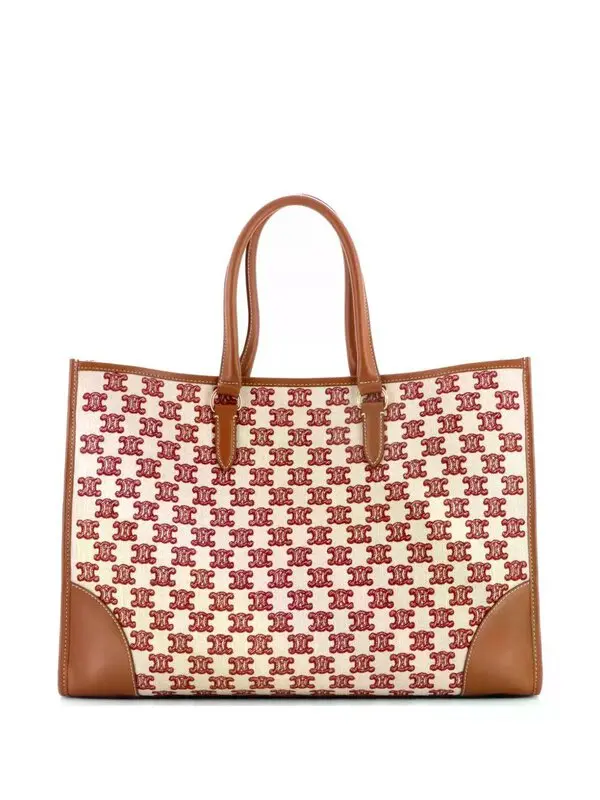 Celine Horizontal Cabas Triomphe Canvas Tote Bag - Red