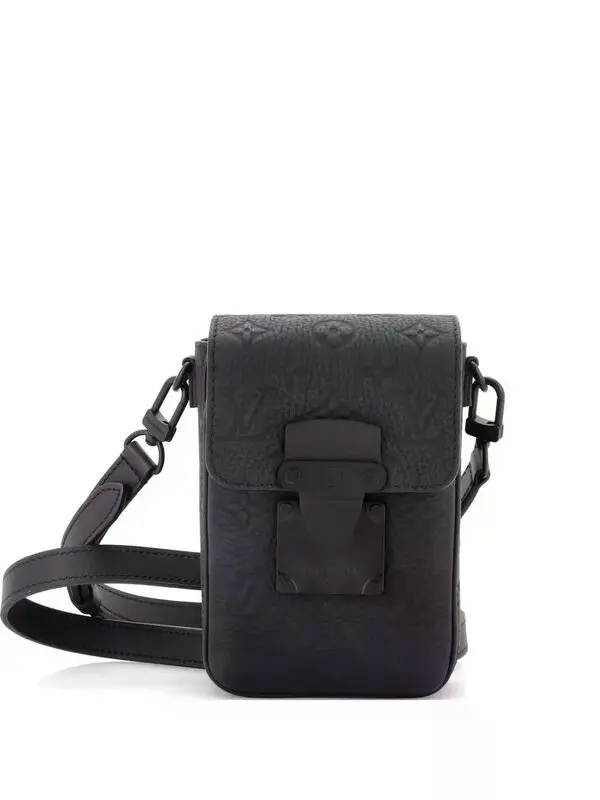 LOUIS VUITTON S Lock Vertical Wearable Wallet Monogram Taurillon Leather Crossbody Bag - Black