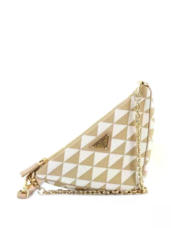 Prada Triangle Jacquard Mini Shoulder Bag - Neutrals