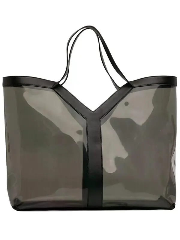 Saint Laurent Maxi Pvc Y Tote Bag - Black