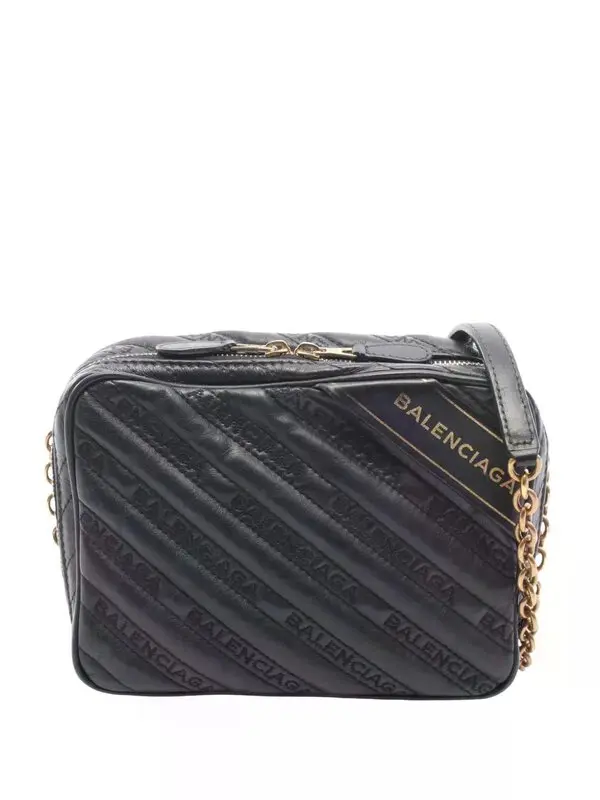 Balenciaga Allover Logo Reporter Xs Crossbody Bag - Black