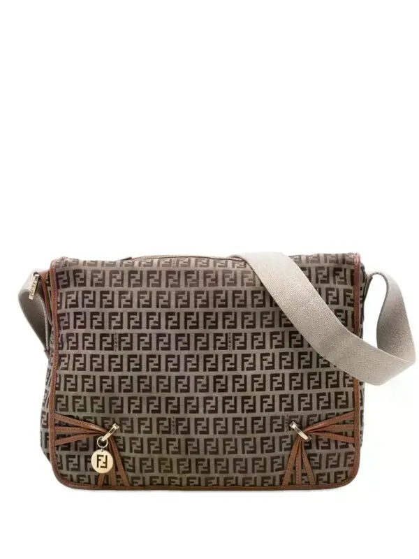 Fendi Zucchino Canvas F Charm Crossbody Bag