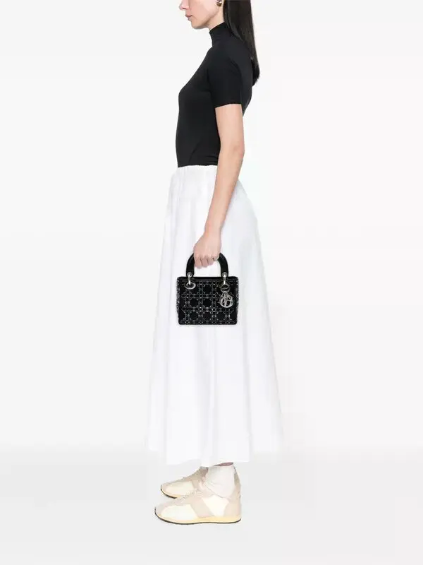 Dior Mini Satin Cannage Crystal Embellished Lady Satchel
