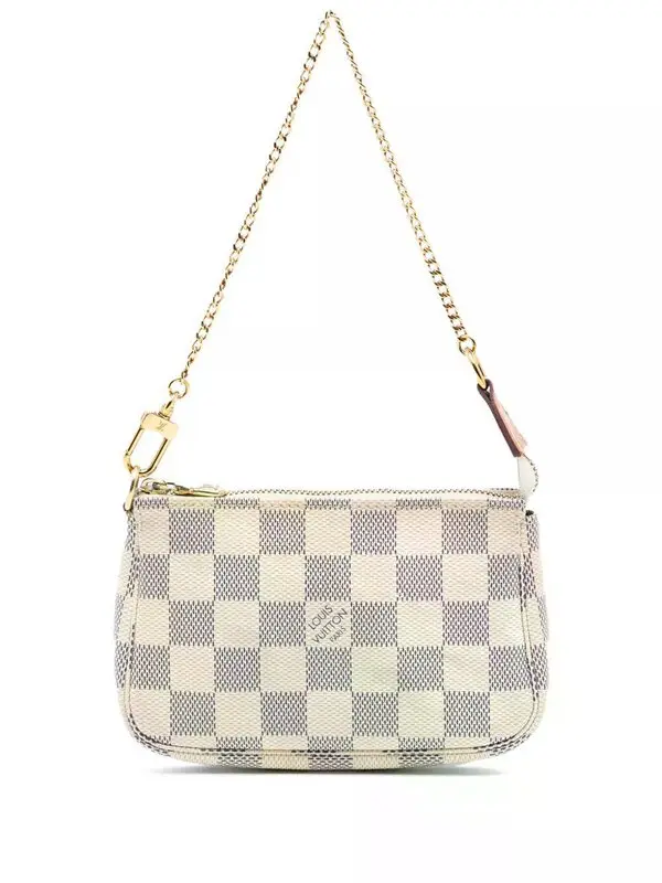 LOUIS VUITTON Damier Azur Mini Pochette Accessoires Handbag - White