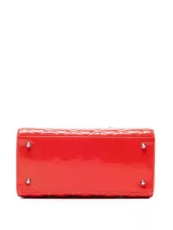 Dior Medium Patent Cannage Lady Satchel - Orange