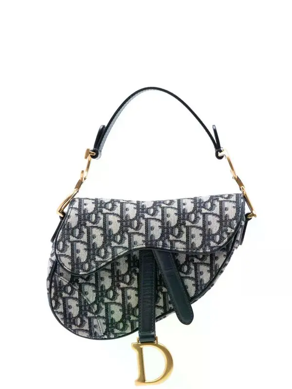 Dior Mini Oblique Canvas Saddle Bag Satchel - Blue
