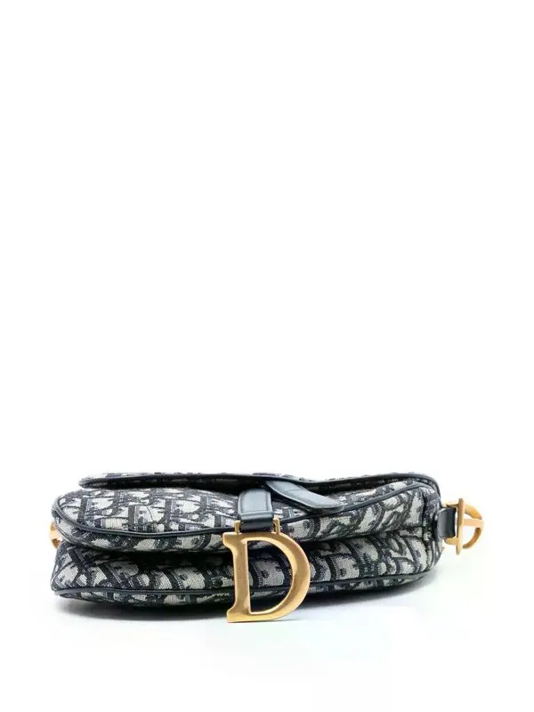 Dior Mini Oblique Canvas Saddle Bag Satchel - Blue