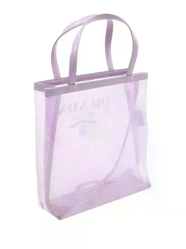 Prada Sequin Mesh Logo Tote Bag - Purple