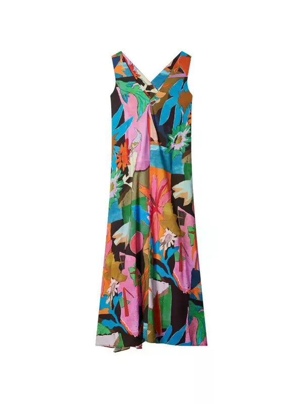 Paul Smith River Collage Floral-print V-neck Maxi Dress - Blue