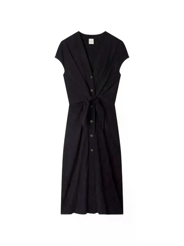 Paul Smith Seersucker Tie-waist Button-front Dress - Blue