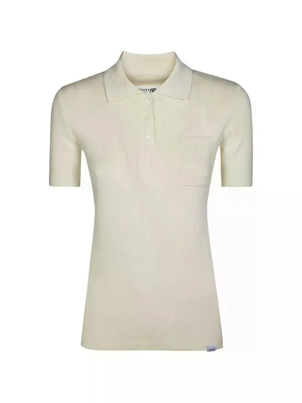 MAISON MARGIELA Ribbed-knit Polo Shirt - White