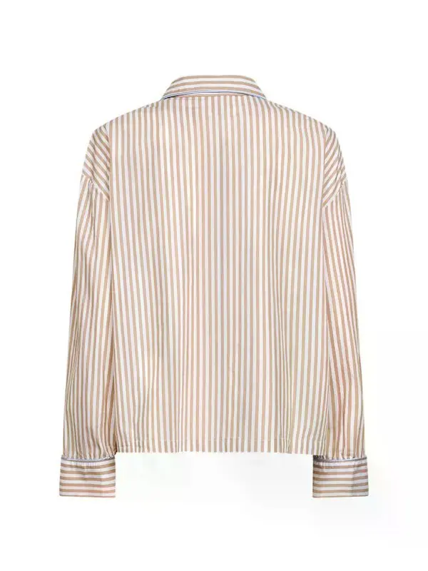 MC2 SAINT BARTH Striped Shirt With Piping Detail - Neutrals