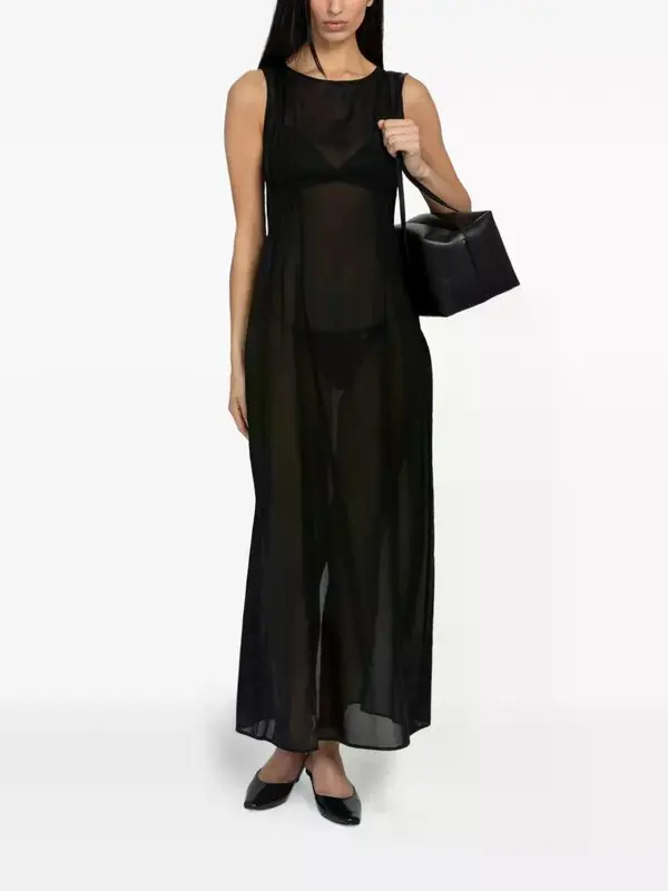 AMOMENTO Pintuck Sheer Dress